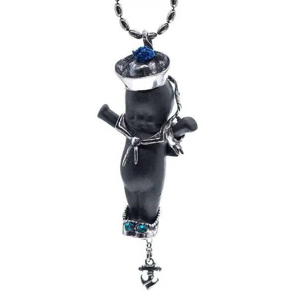 GEM KINGDOM Happy Baby Little Sailor Necklace Black And Silver