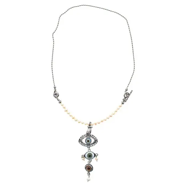 GEM KINGDOM Eye Love You Multi Eye Pearl Necklace