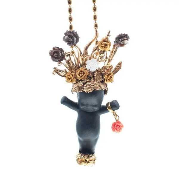 GEM KINGDOM Happy Baby Whole Lotta Rosie Necklace Black And Gold - Black/gold