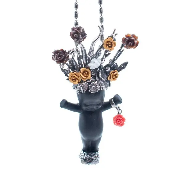 GEM KINGDOM Happy Baby Whole Lotta Rosie Necklace Black And Silver - Black/silver