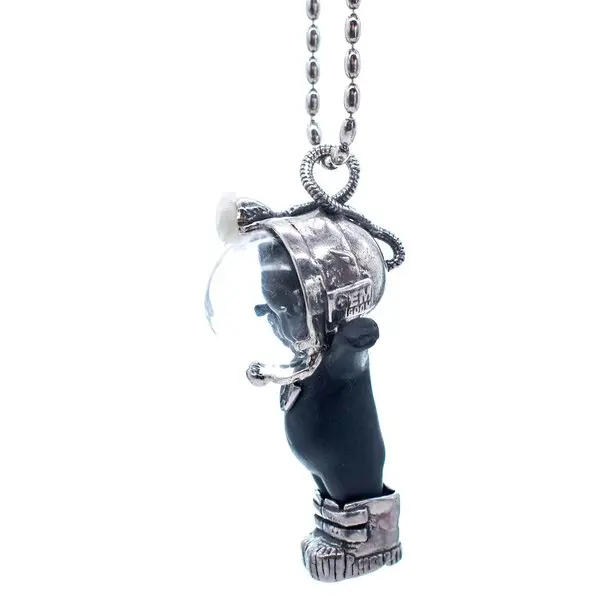 GEM KINGDOM Happy Baby Major Tom Necklace Black And Silver