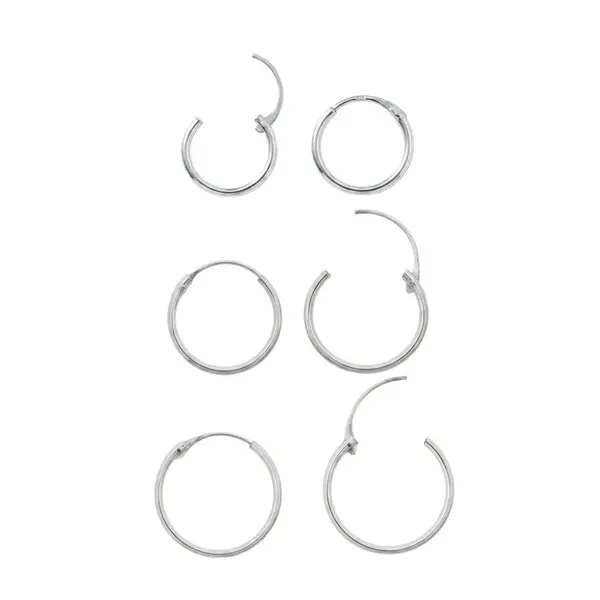 SPERO LONDON Sterling Essential Hoop Earrings Set Medium - Silver