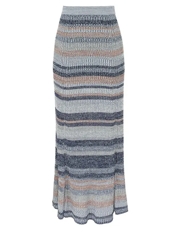 Zimmermann Mouline Rib Midi Skirt - Blue Multi