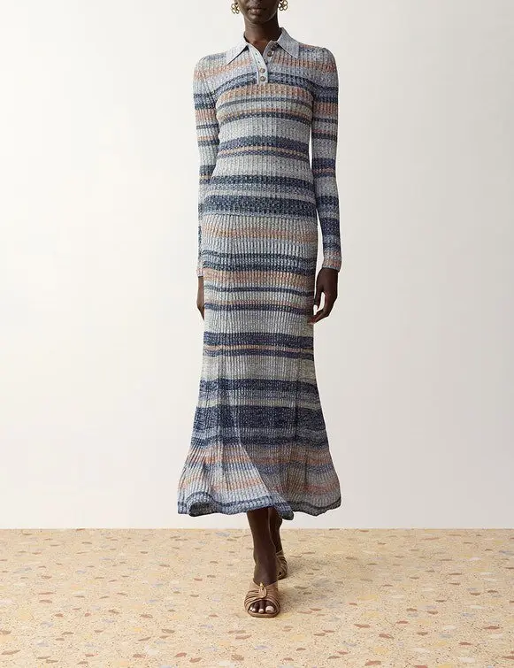 Zimmermann Mouline Rib Midi Skirt