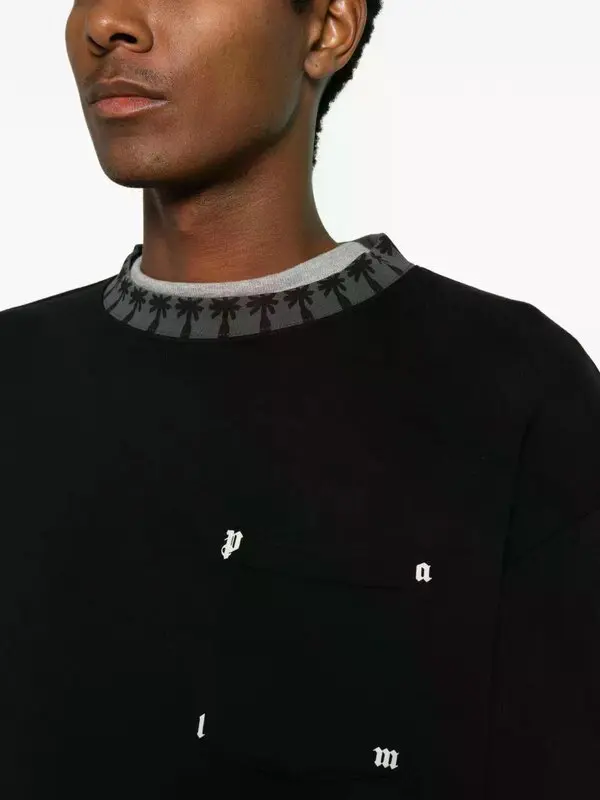 Palm Angels Crew-neck Pocket Sweatshirt