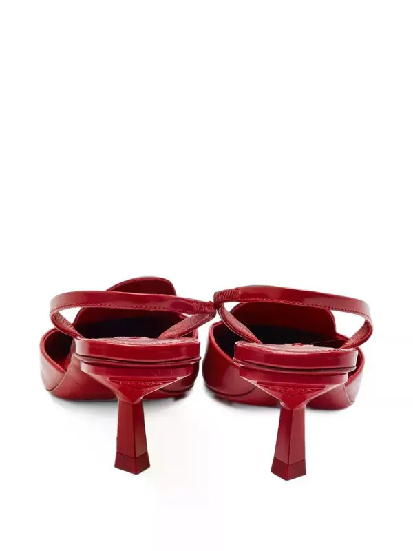 Prada Triangle Plaque Slingback Pumps