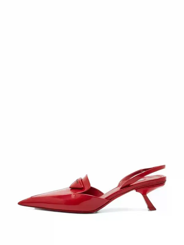 Prada Triangle Plaque Slingback Pumps