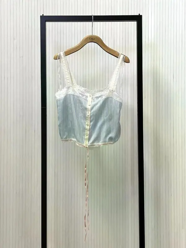 Chloé Lace-trimmed Pinstripe Top