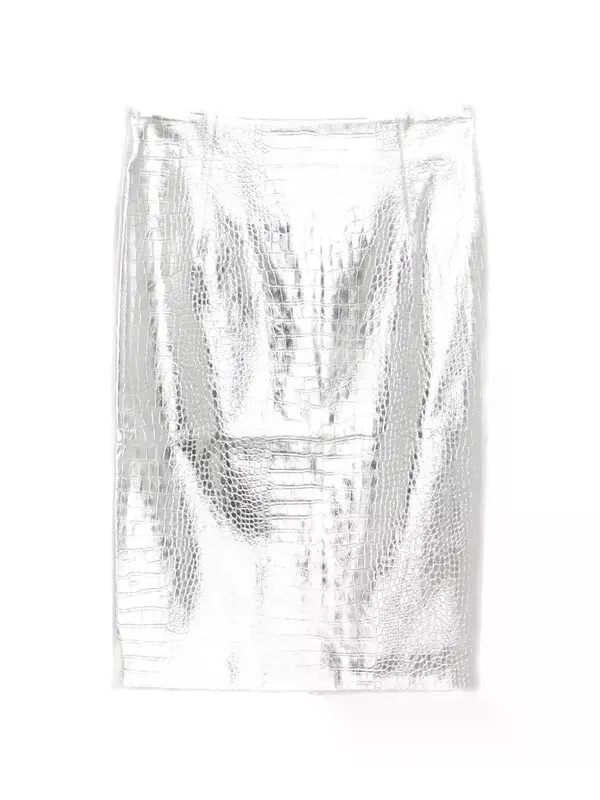 DES_PHEMMES Croc-effect Metallic Skirt