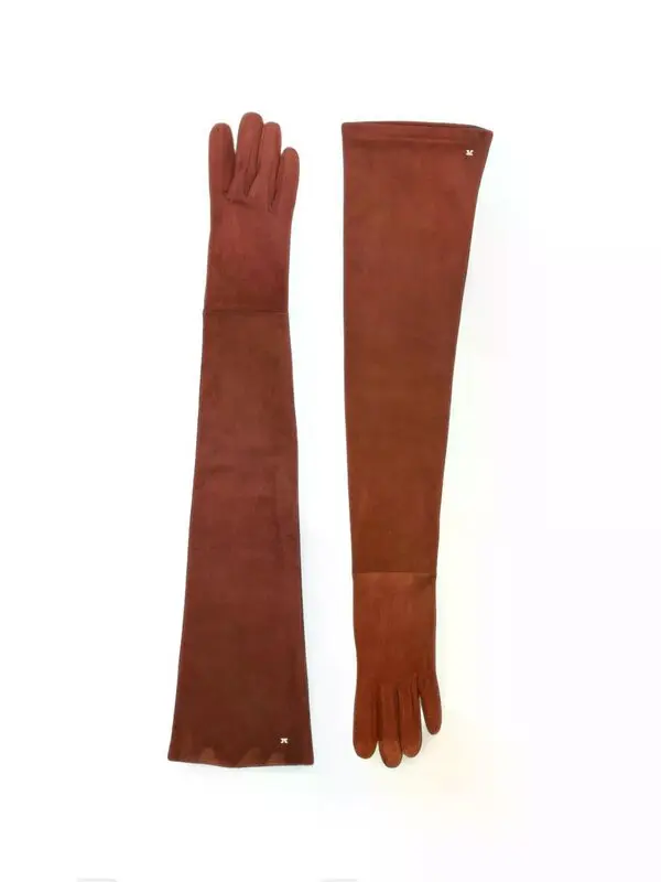 Max Mara Long Suede Gloves Terra Cotta - Brown