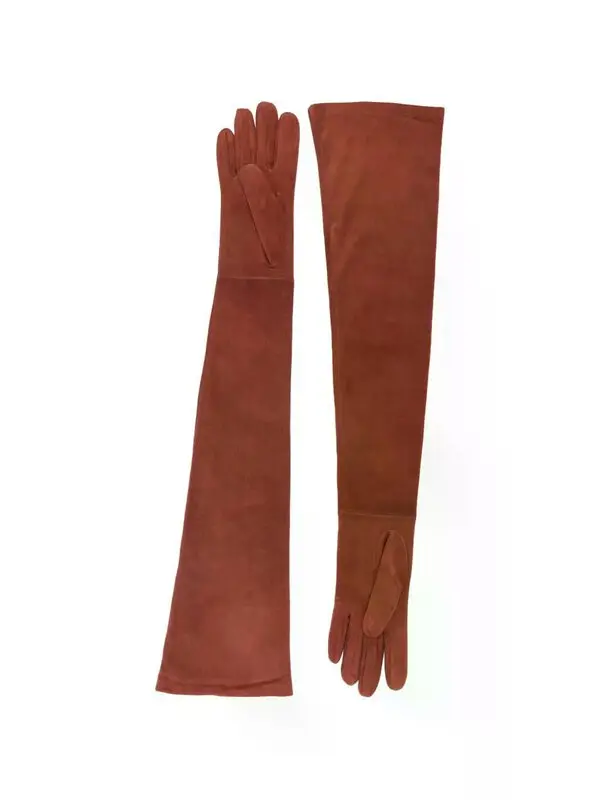 Max Mara Long Suede Gloves Terra Cotta