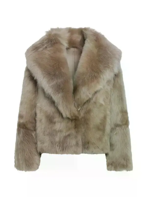 BLANCHA Oversized-collar Shearling Jacket - Neutrals
