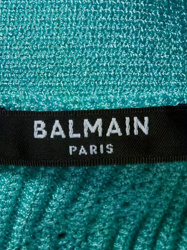 Balmain Cold-shoulder Rib-knit Midi Dress