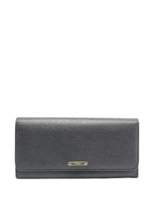 Fendi 2013 Crosshatch-leather Flap Wallet - Grey