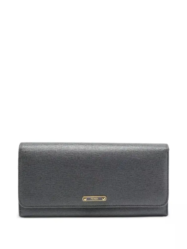 Fendi 2013 Crosshatch-leather Flap Wallet - Grey