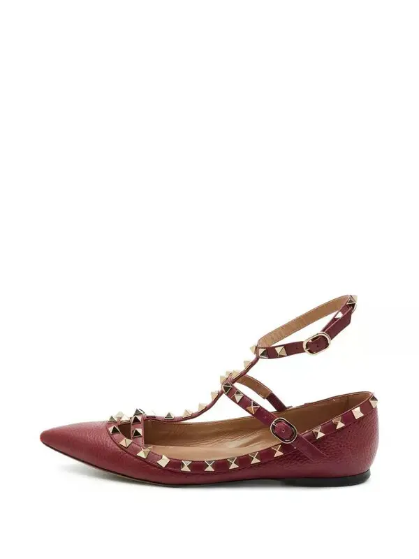 Valentino Garavani Rockstud T-strap Ballet Flats - Red