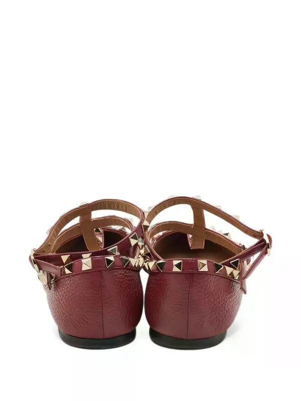 Valentino Garavani Rockstud T-strap Ballet Flats - Red
