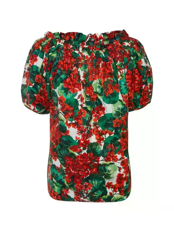 Dolce & Gabbana Floral-print Off-the-shoulder Top - Red