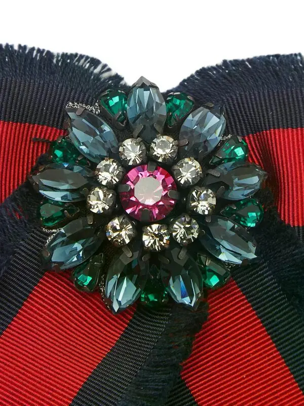 Gucci Web Frayed Bow Brooch