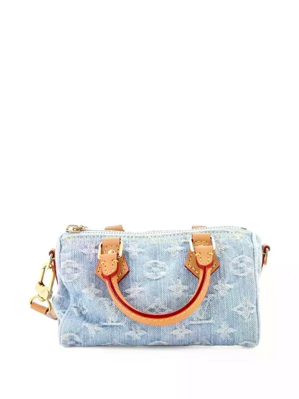 LOUIS VUITTON Speedy Bandouliere Nm Bag Monogram Denim Sky Nano Satchel - Blue