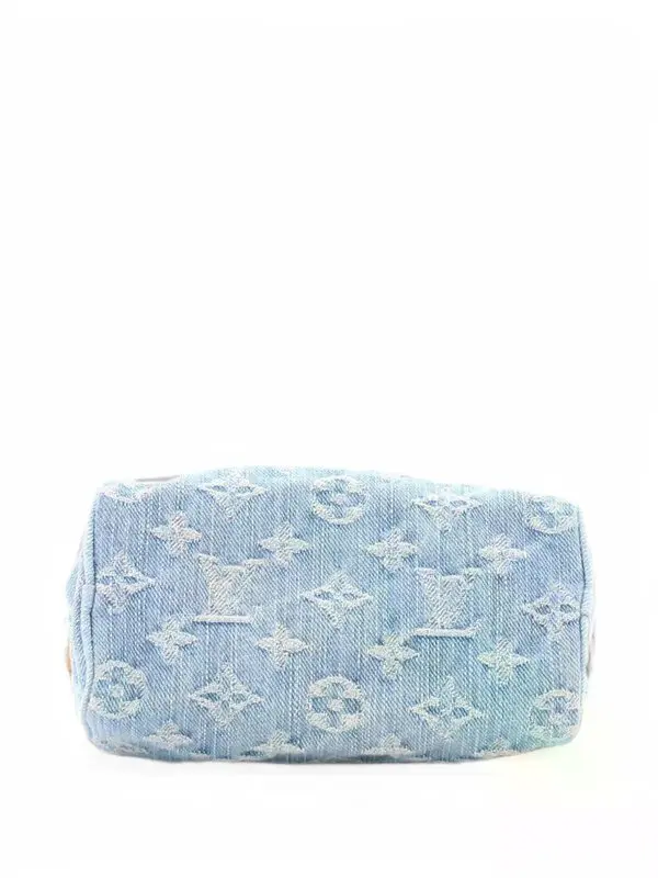 LOUIS VUITTON Speedy Bandouliere Nm Bag Monogram Denim Sky Nano Satchel