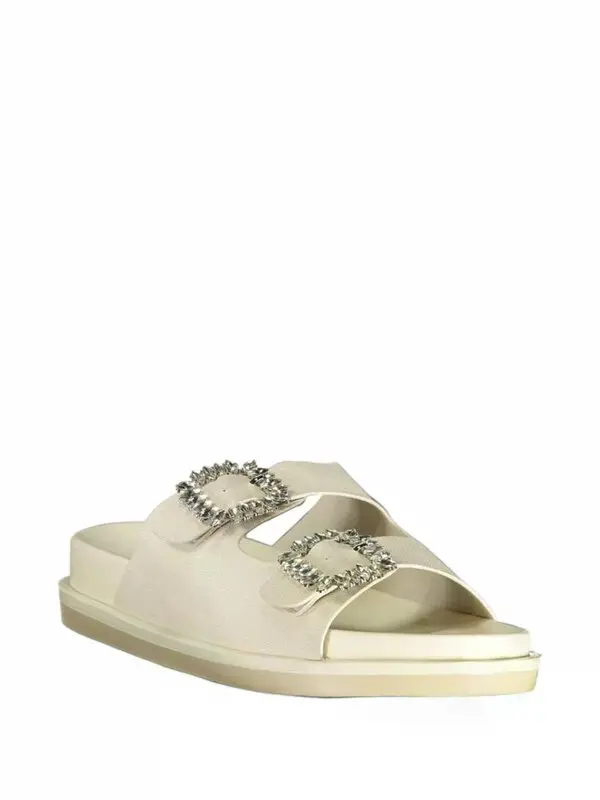 LAURA BIAGIOTTI Crystal-embellished Double-strap Sandals - Neutrals