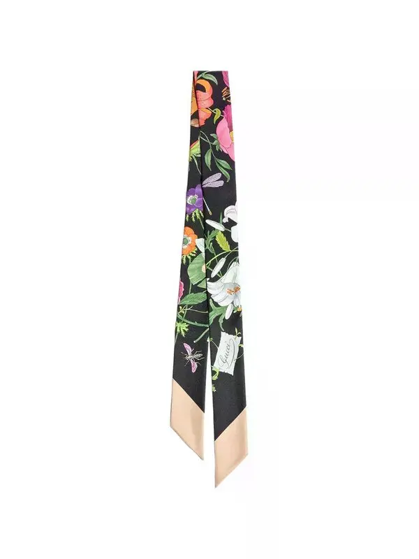 Gucci Printed Gg Silk Twill Ribbon - Black