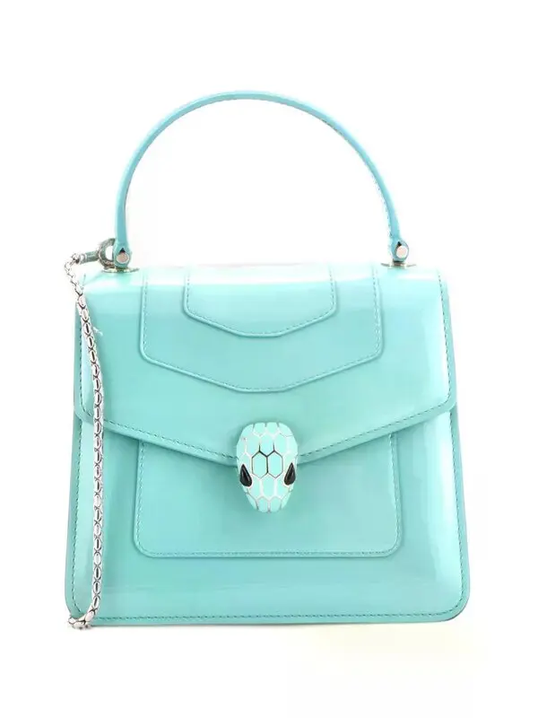 BVLGARI Serpenti Forever Top Handle Bag Patent Small Satchel - Green