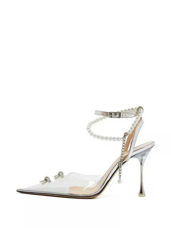 Mach & Mach Matilda Crystal Double-bow Pumps - Silver