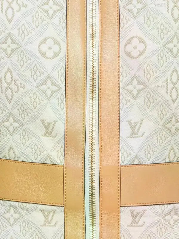 LOUIS VUITTON Monogram Jacquard Leather-trim A-line Mini Dress