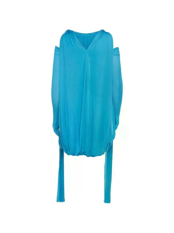 CHATS BY C.DAM Rosalind Draped Mini Dress And Glove Set - Blue