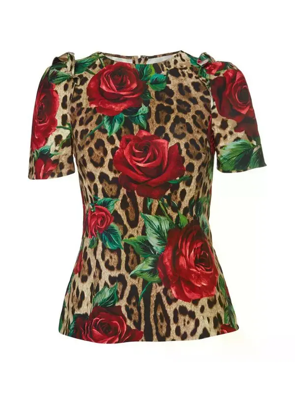 Dolce & Gabbana Rose Leopard-print Top