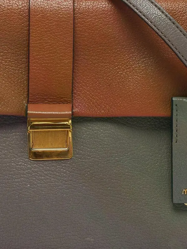 Miu Miu Pushlock Madras Leather Satchel Bag