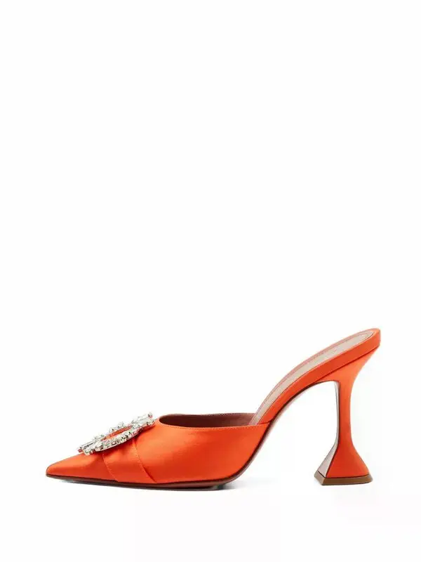 Amina Muaddi Begum Crystal-embellished Mules - Orange