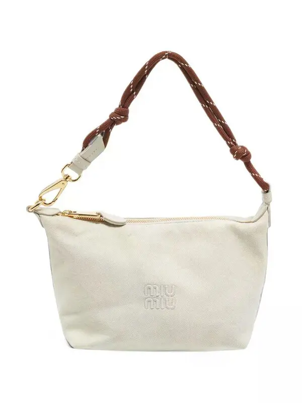Miu Miu Gabardine Canvas Clutch Bag - Neutrals