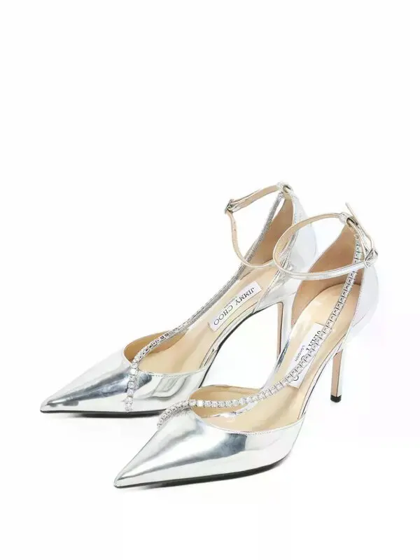 JIMMY CHOO Talika Crystal-embellished Heeled Pumps - Silver