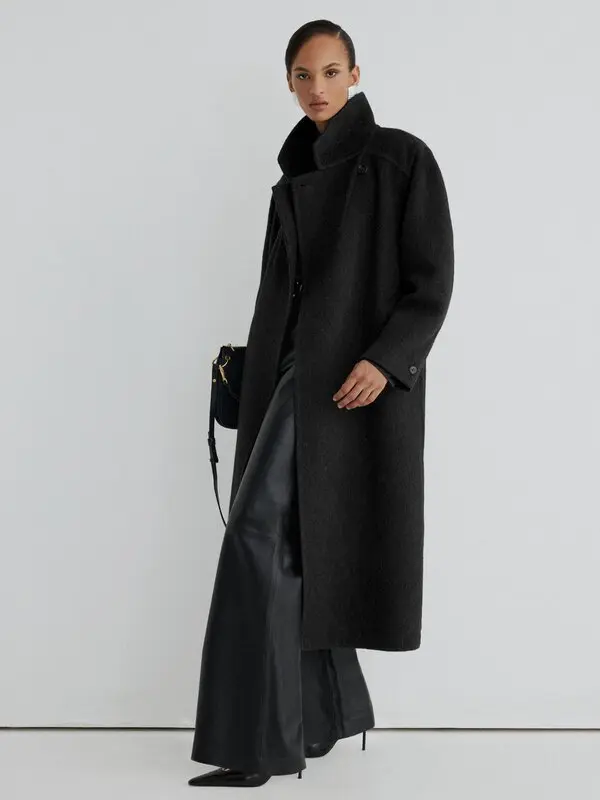 ATELIER Wool-blend Blind-seam Double-breasted Coat
