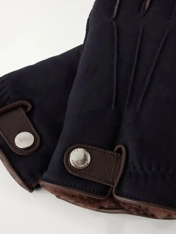 Brunello Cucinelli Leather-trimmed Suede Gloves
