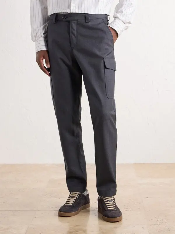 Brunello Cucinelli Tapered Virgin Wool-twill Cargo Trousers