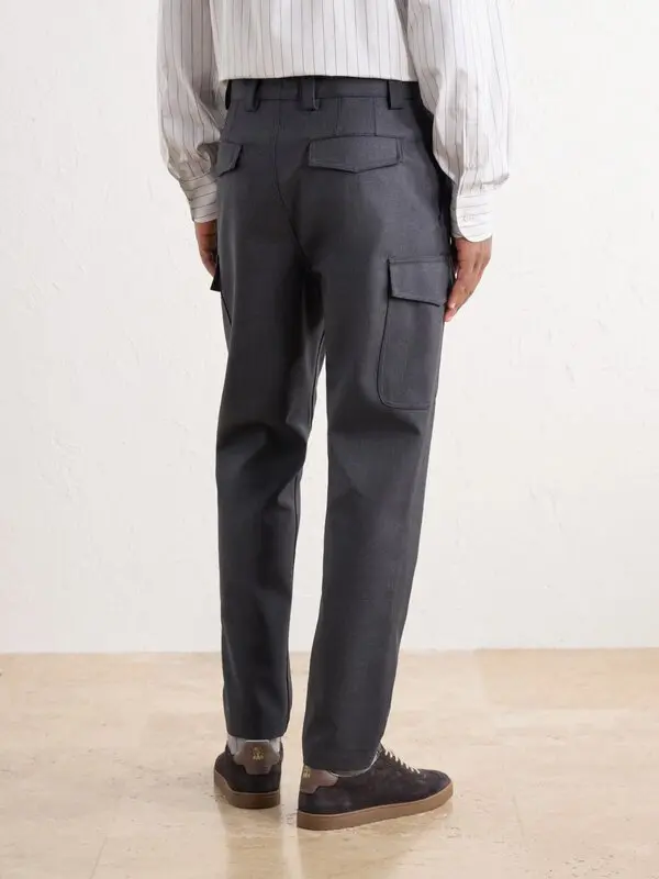 Brunello Cucinelli Tapered Virgin Wool-twill Cargo Trousers