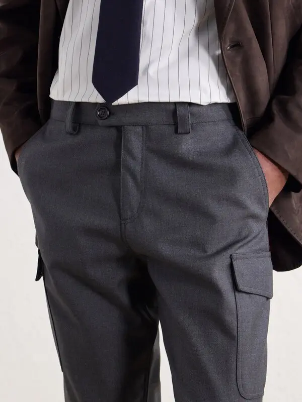 Brunello Cucinelli Tapered Virgin Wool-twill Cargo Trousers