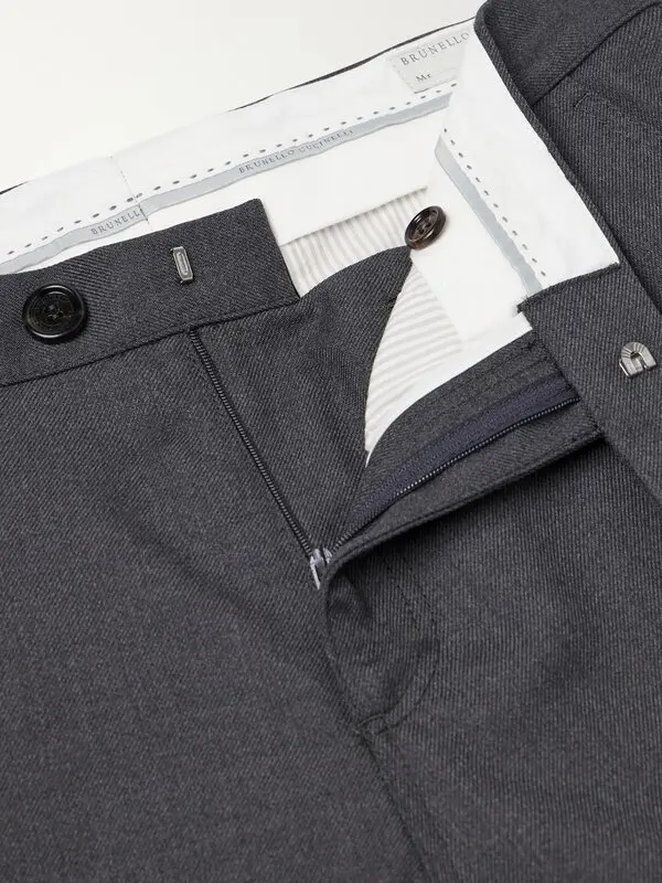 Brunello Cucinelli Tapered Virgin Wool-twill Cargo Trousers