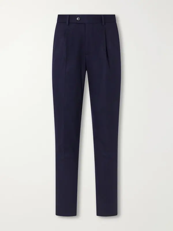 Brunello Cucinelli Straight-leg Pleated Wool-flannel Suit Trousers - Blue