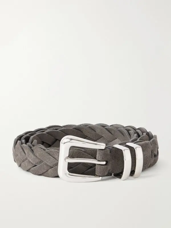 Brunello Cucinelli 2.5cm Woven Suede Belt - Brown