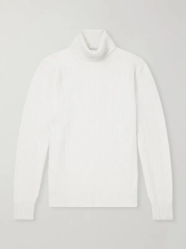Brunello Cucinelli Cable-knit Cashmere Rollneck Sweater
