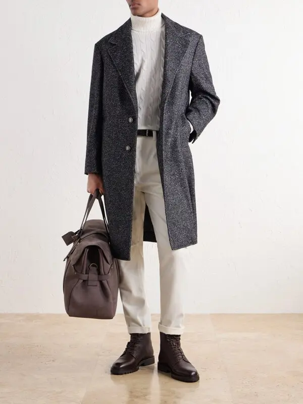 Brunello Cucinelli Herringbone Twill Coat