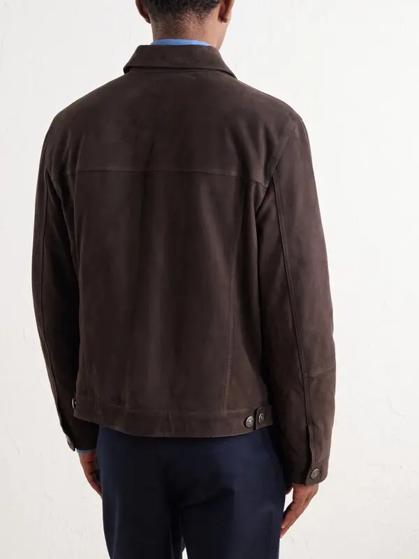 Brunello Cucinelli Pintucked Suede Jacket