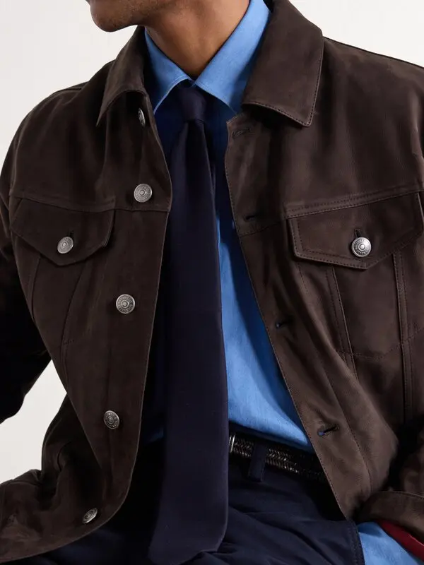 Brunello Cucinelli Pintucked Suede Jacket