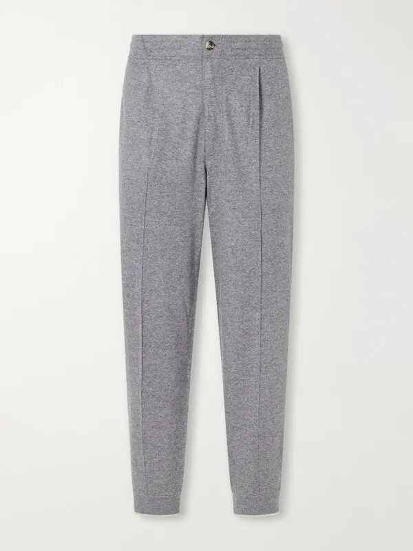 Brunello Cucinelli Tapered Pleated Cashmere Sweatpants