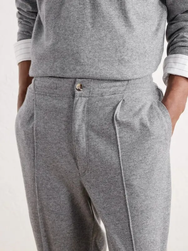 Brunello Cucinelli Tapered Pleated Cashmere Sweatpants